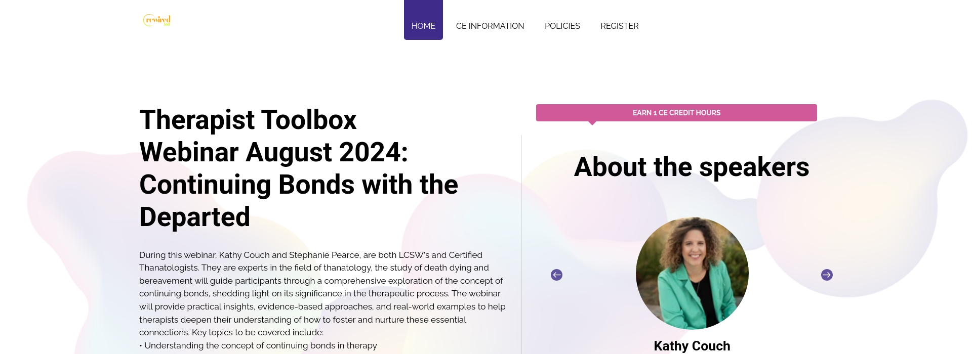 Therapist Toolbox Webinar August 2024: Continuing Bonds with the Departed